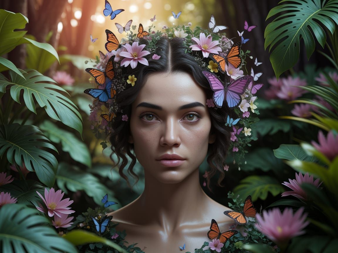 Hyper-Realistic Portrait of a Woman in a Vibrant T... - AI Art