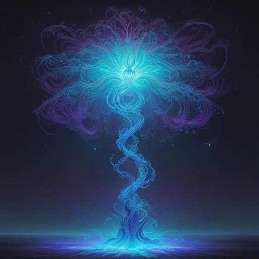 Electric Phoenix Alien - Vibrant, Iridescent Phoenix Being i...