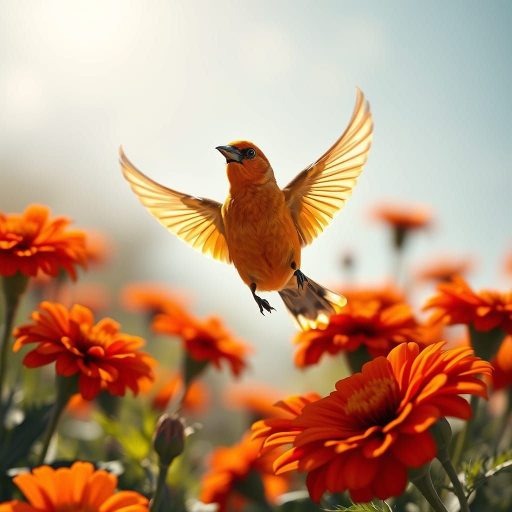 An anime Correctly rendered, Orange Weaver Finch: Males have bright ...