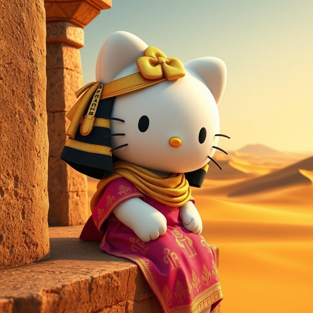 Ancient Egyptian Goddess Hello Kitty in Vibrant De... - AI Art