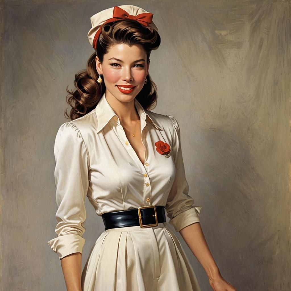 Jessica Biel Pin Up by Gil Elvgren - AI Generated Artwork - NightCafe ...