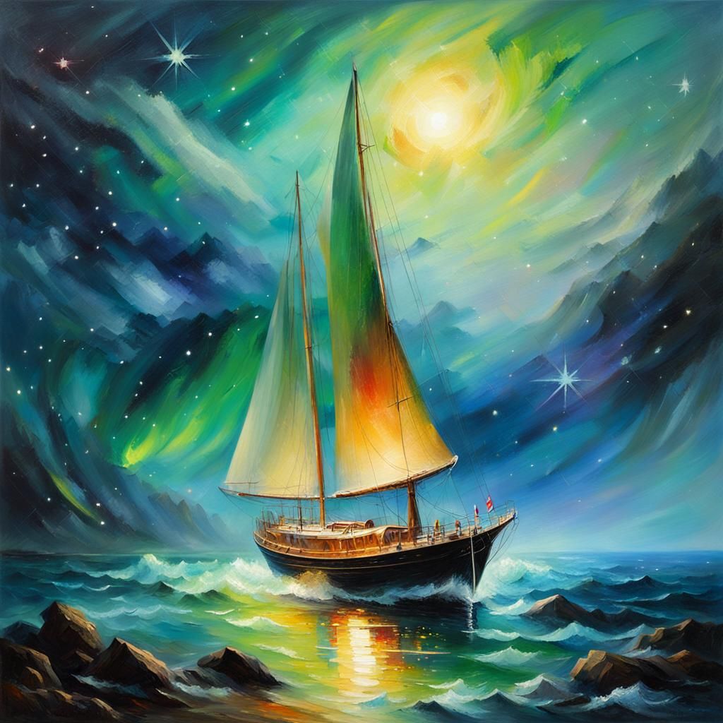 A colorful nightly sailing - AI Generated Artwork - NightCafe Creator