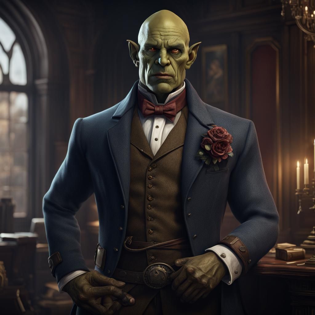 half-orc gentleman spy - AI Generated Artwork - NightCafe Creator
