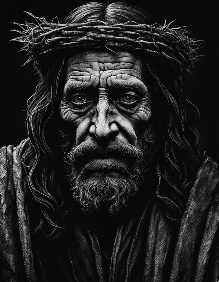 Scratchboard Jesus - AI Generated Artwork - NightCafe Creator