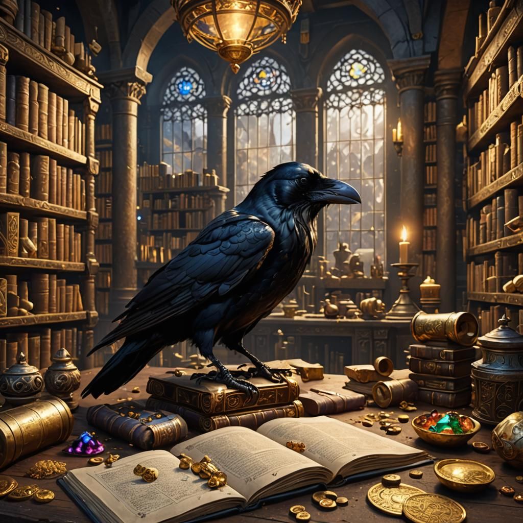 Raven in alchemy laboratory - AI Generated Artwork - NightCafe Creator
