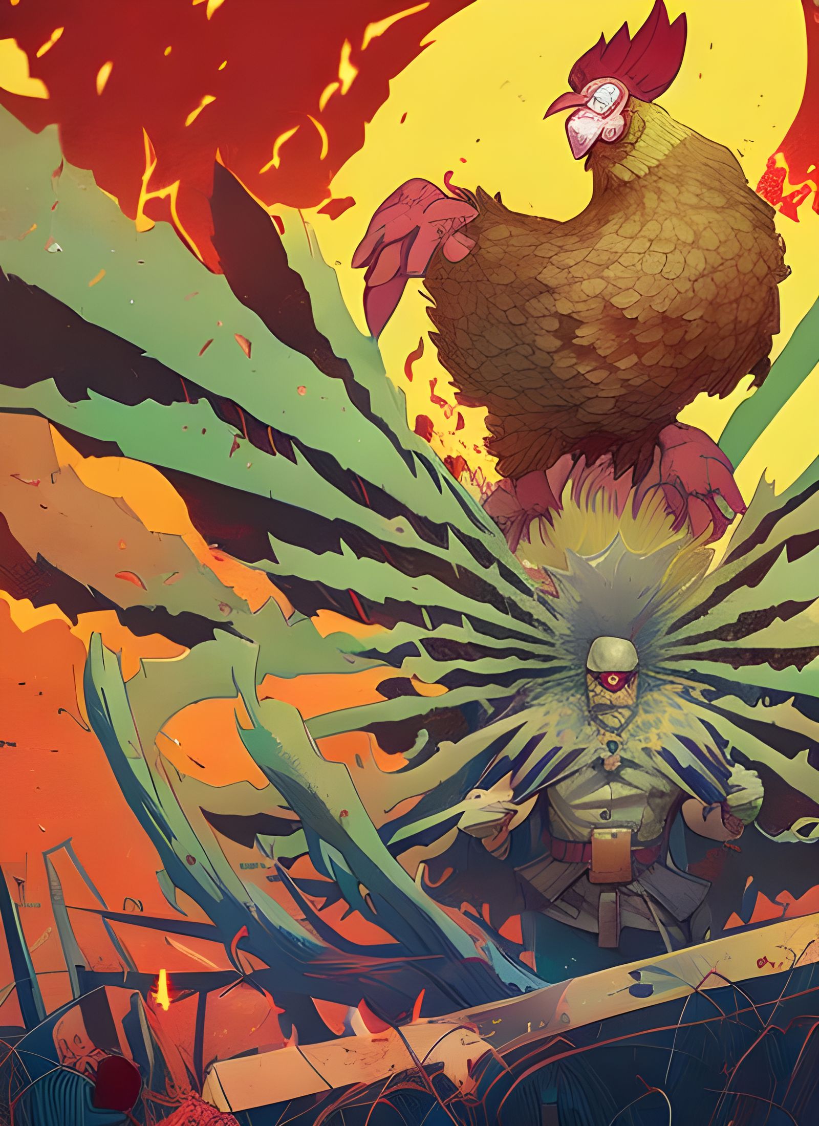 Chicken Lord Vs. Cyclops - AI Generated Artwork - NightCafe Creator