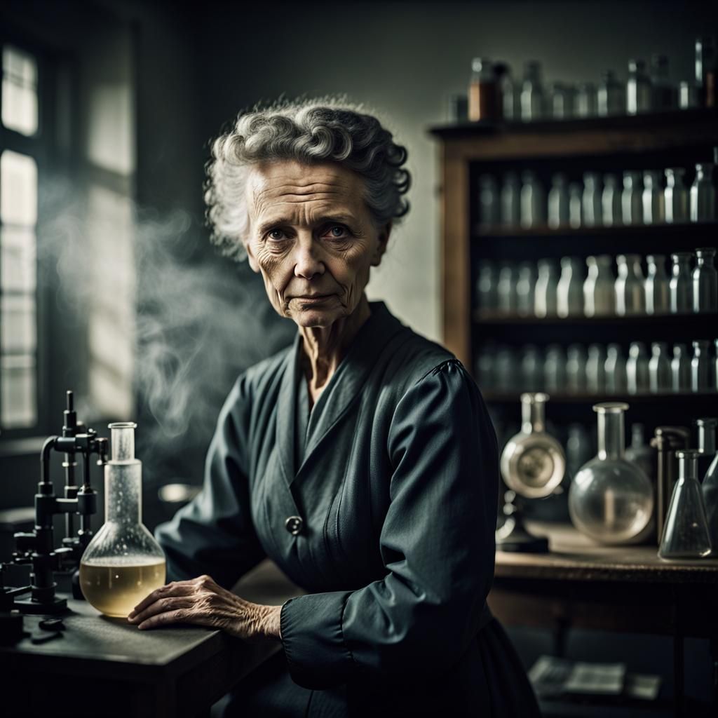 Portrait of Marie Curie or of a scientist in her lab, first half of XX ...