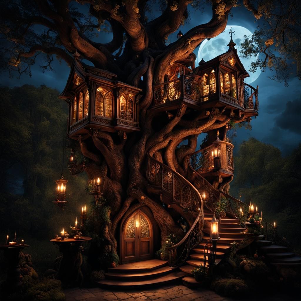 Gorgeous Treehouse - AI Generated Artwork - NightCafe Creator