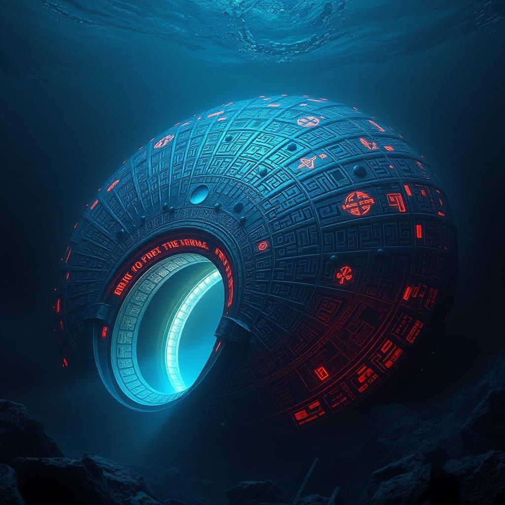Ancient Alien Structure Unveils Oceanic Secrets in... - AI Art