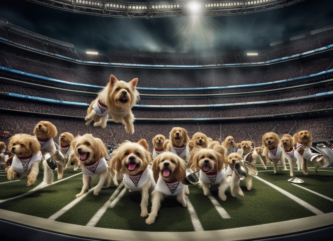 Cheerleading Dogs at the Superbowl - AI Generated Artwork - NightCafe ...