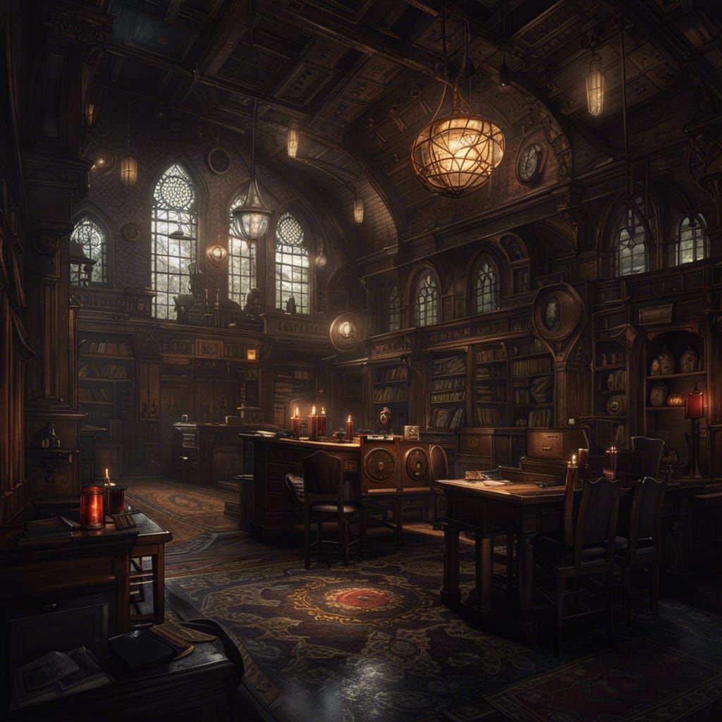 Reading room at the Miskatonic University of Arkham - AI Generated ...
