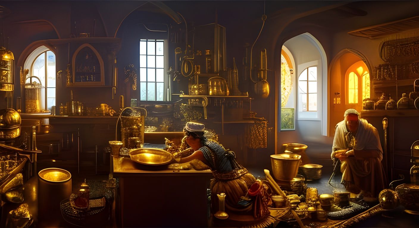 alchemist making gold