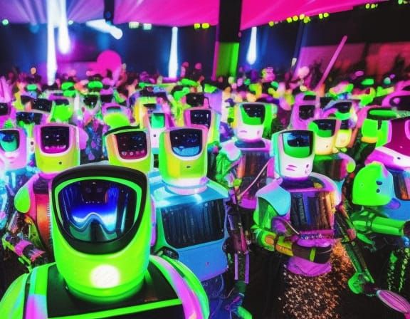 Robot Rave No Humans Allowed - AI Generated Artwork - NightCafe Creator