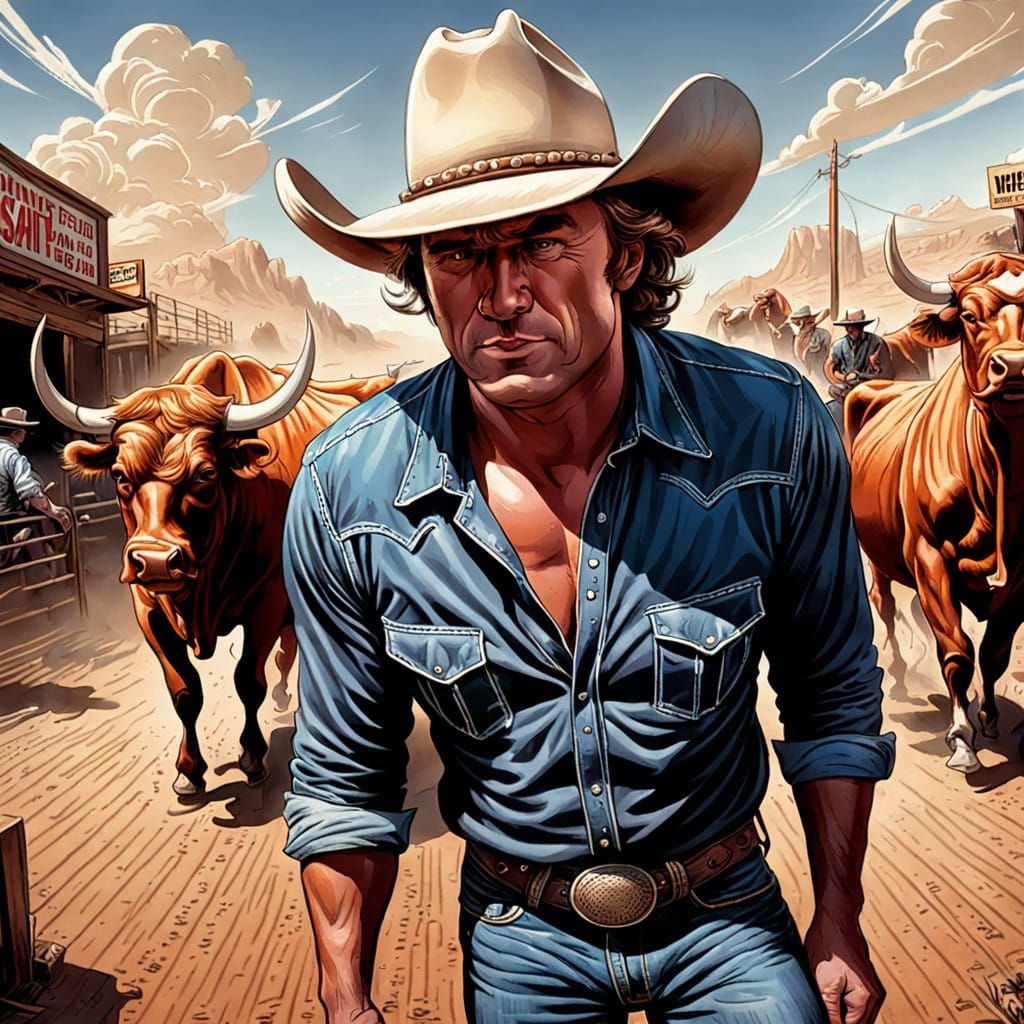 The leader of the herd - Humorous American Cowboy Frustrated...