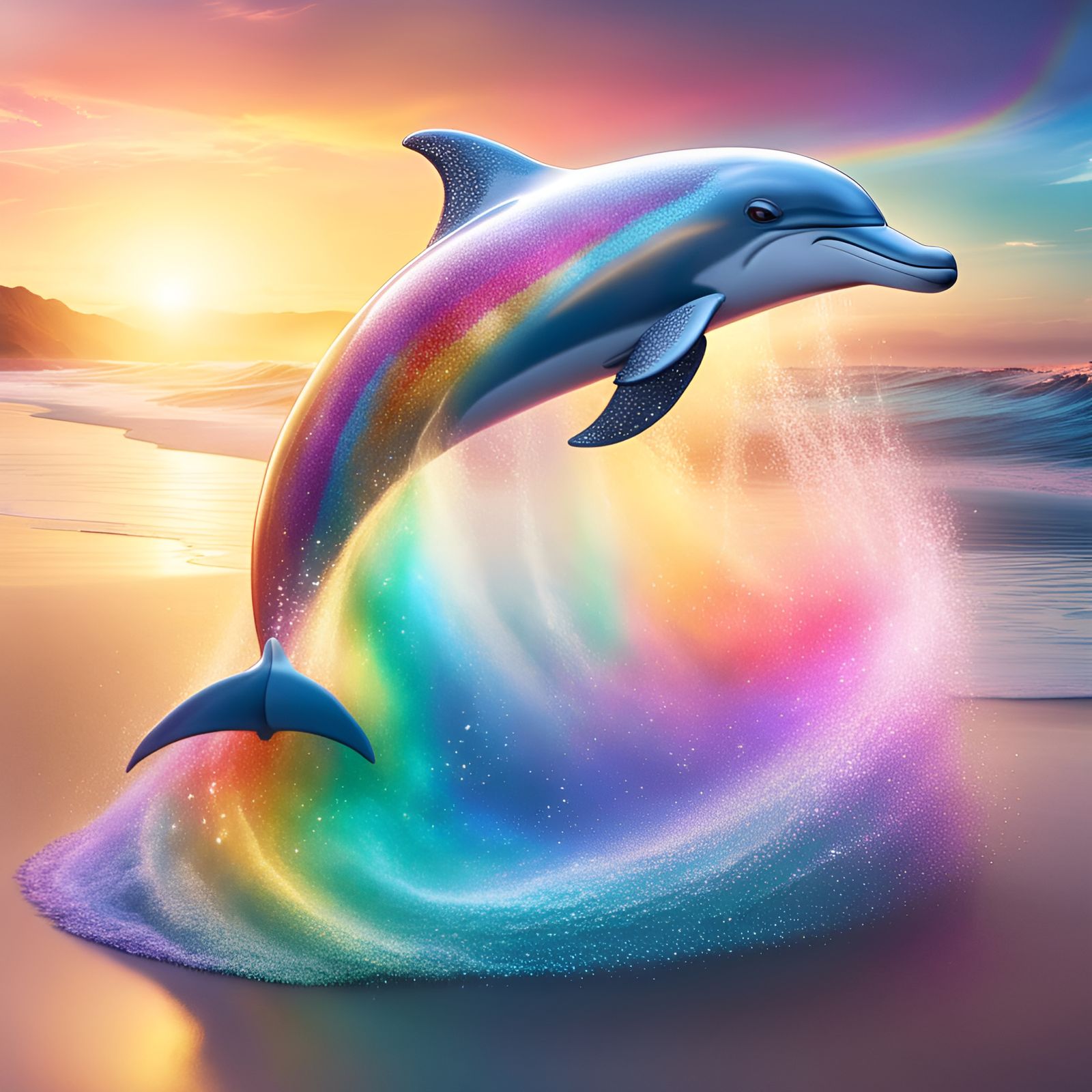 Rainbow Glitter Dolphin - AI Generated Artwork - NightCafe Creator