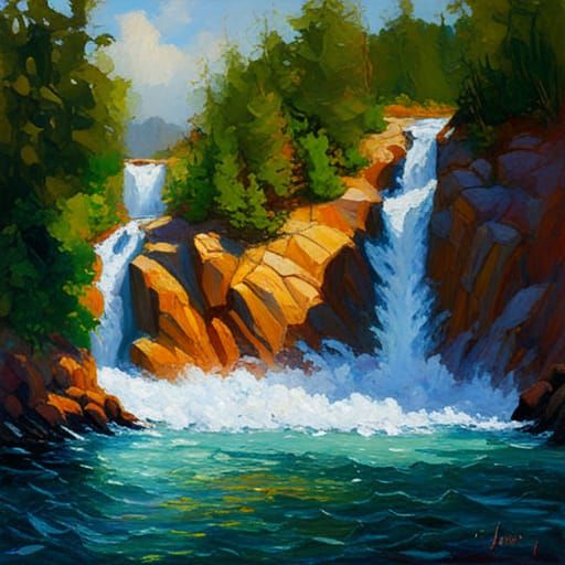 Waterfall - AI Generated Artwork - NightCafe Creator