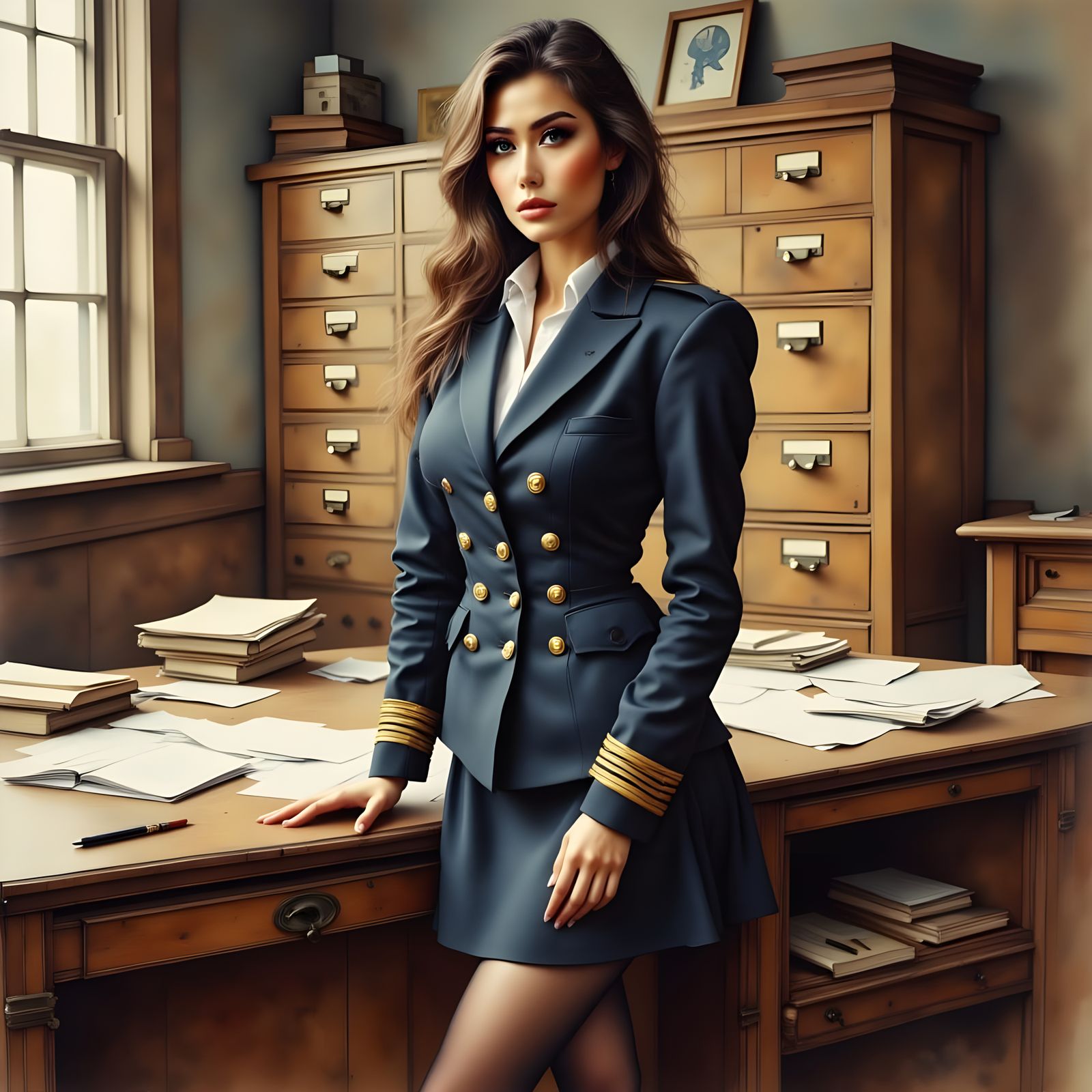 Vintage Naval Commander in Medical Attire - AI Art