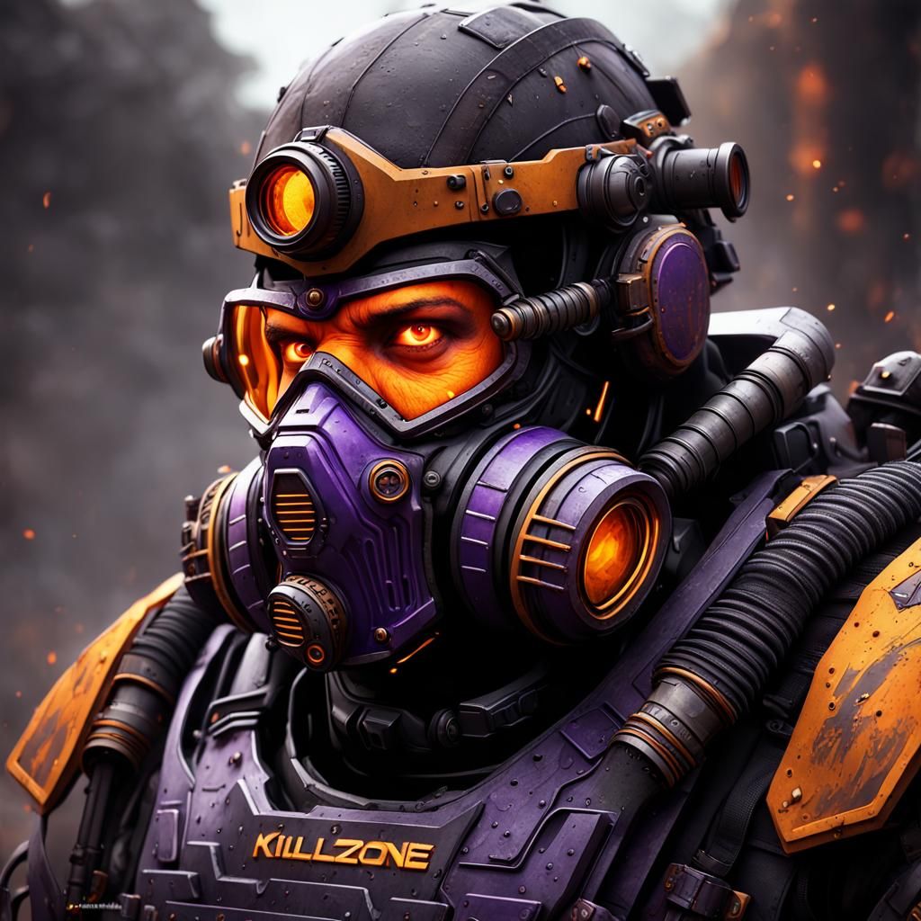 Killzone heavy armored soldier orange lenses and gas mask - AI ...