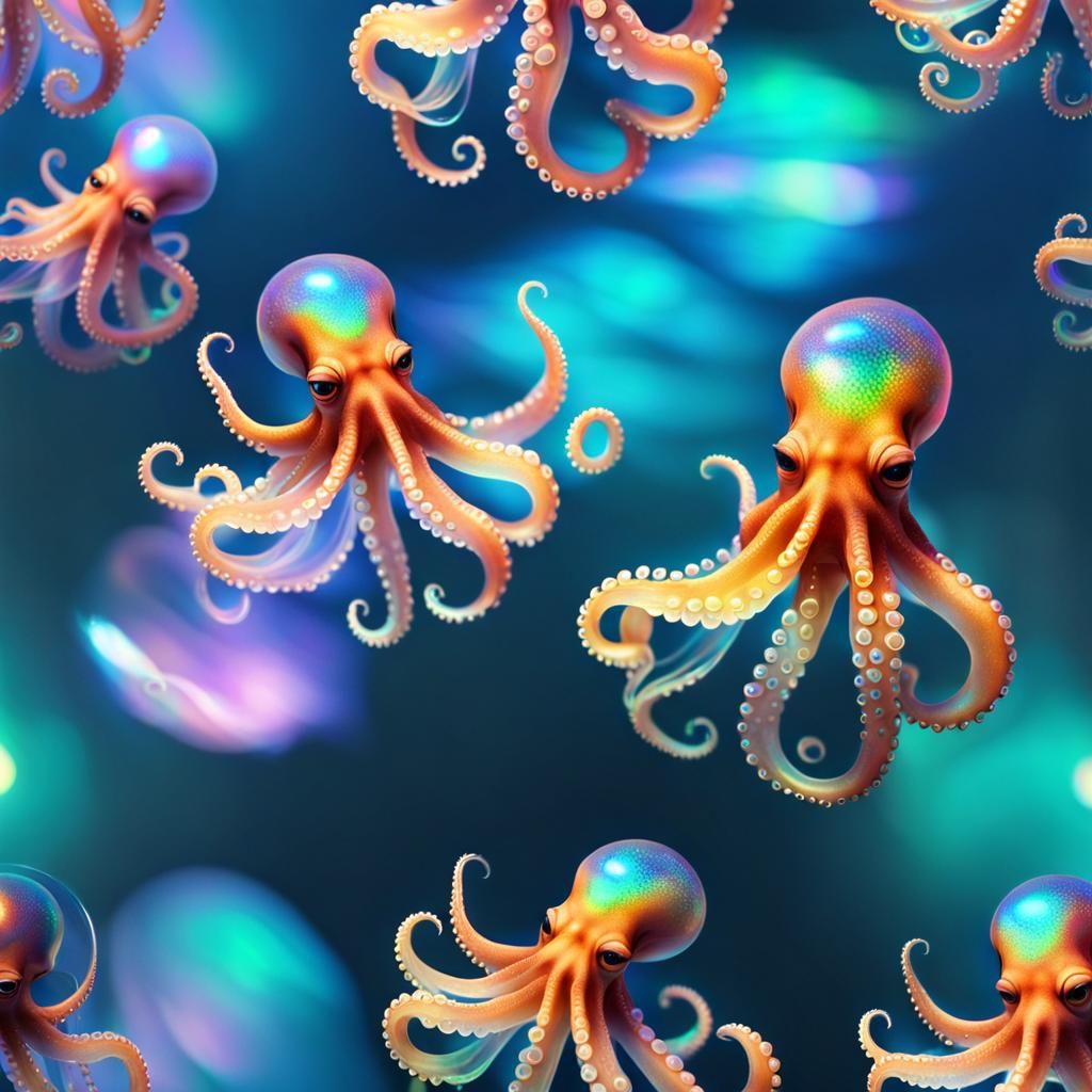mesmerizing cute octopuses floating - AI Generated Artwork - NightCafe ...