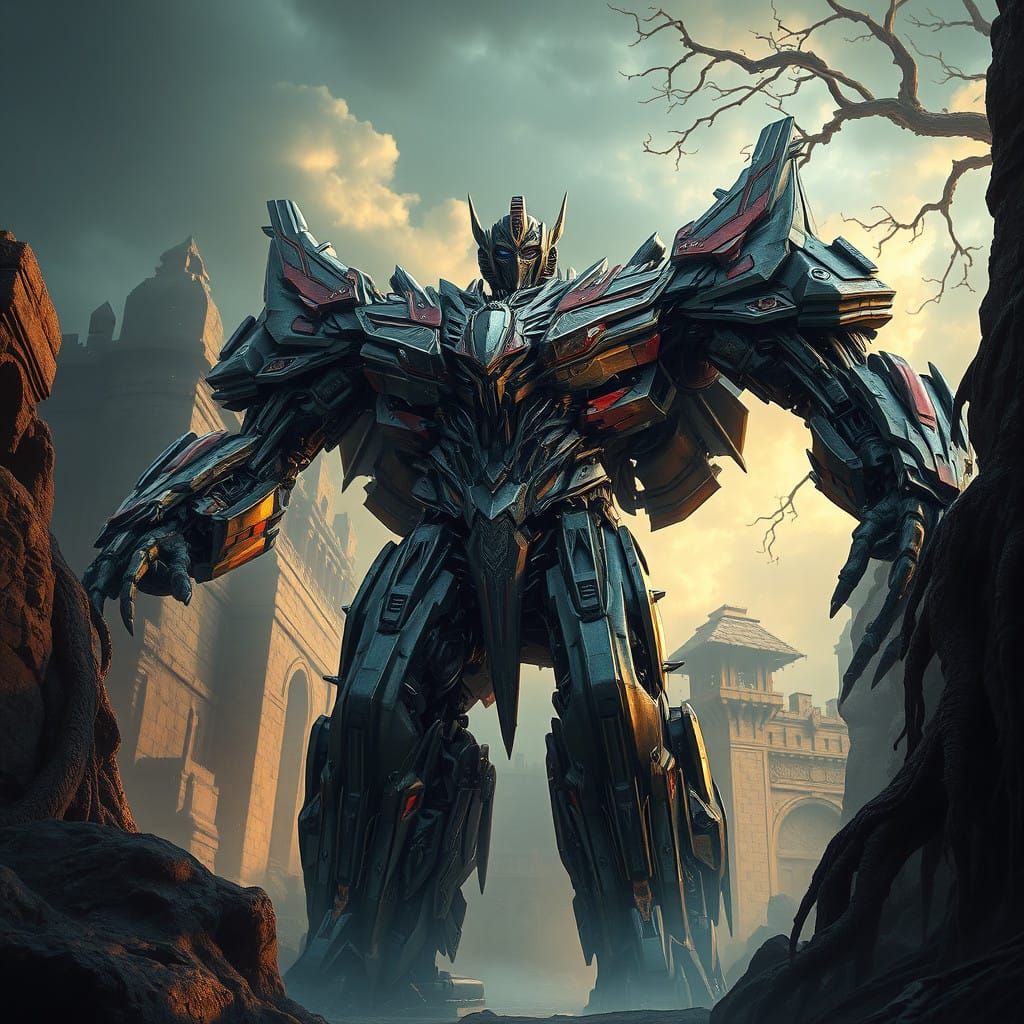 transformer - Cyberpunk Transformer Emerges from Ancient Cit...