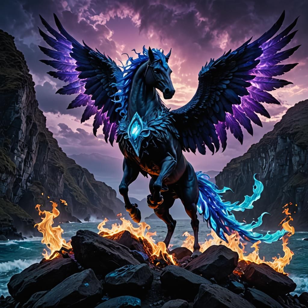 Mythical Dark Neon Purple Pegasus - AI Generated Artwork - NightCafe ...