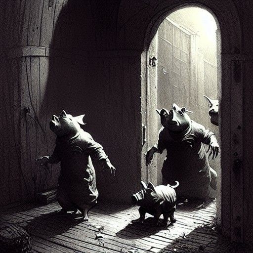 The three little pigs, storybook horror