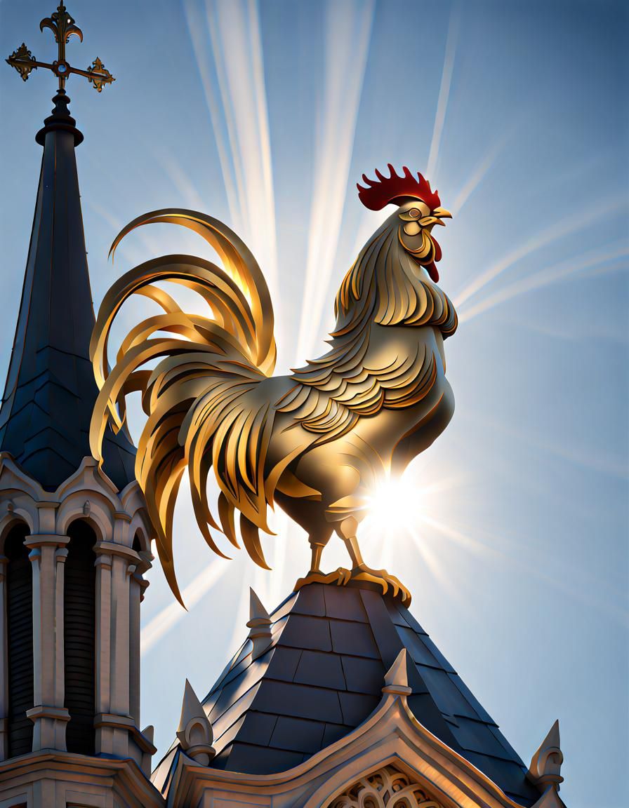 Golden Rooster on the top of a a Gothic Spire - AI Generated Artwork ...