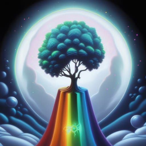 Insanely detailed photograph of an intricate soft hued glowing rainbow ...