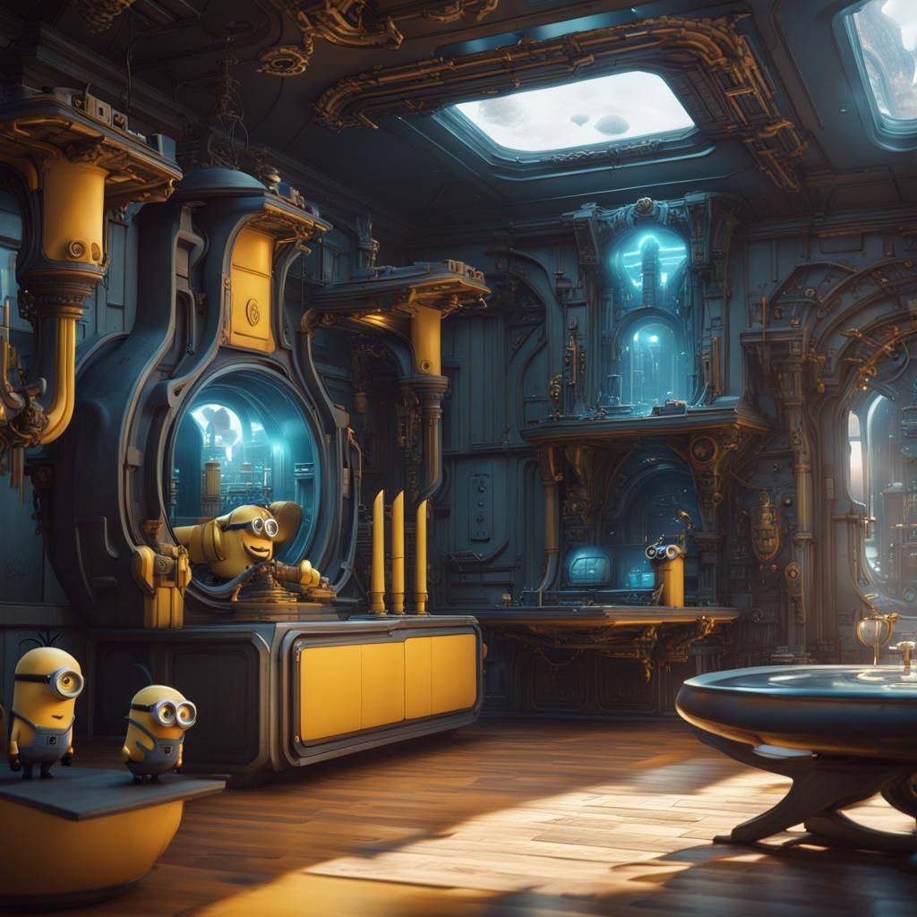 futuristic house of doraimos and minions - AI Generated Artwork ...