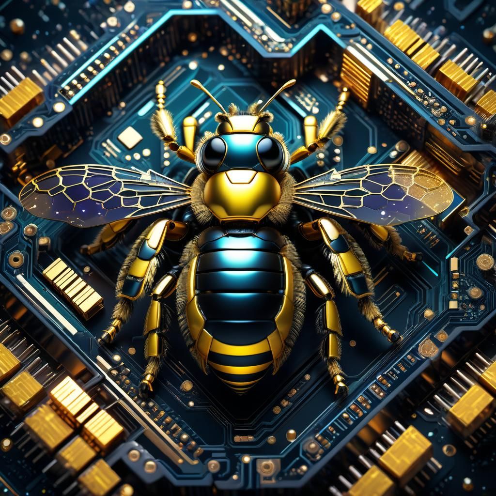 Cyborg data bee - AI Generated Artwork - NightCafe Creator