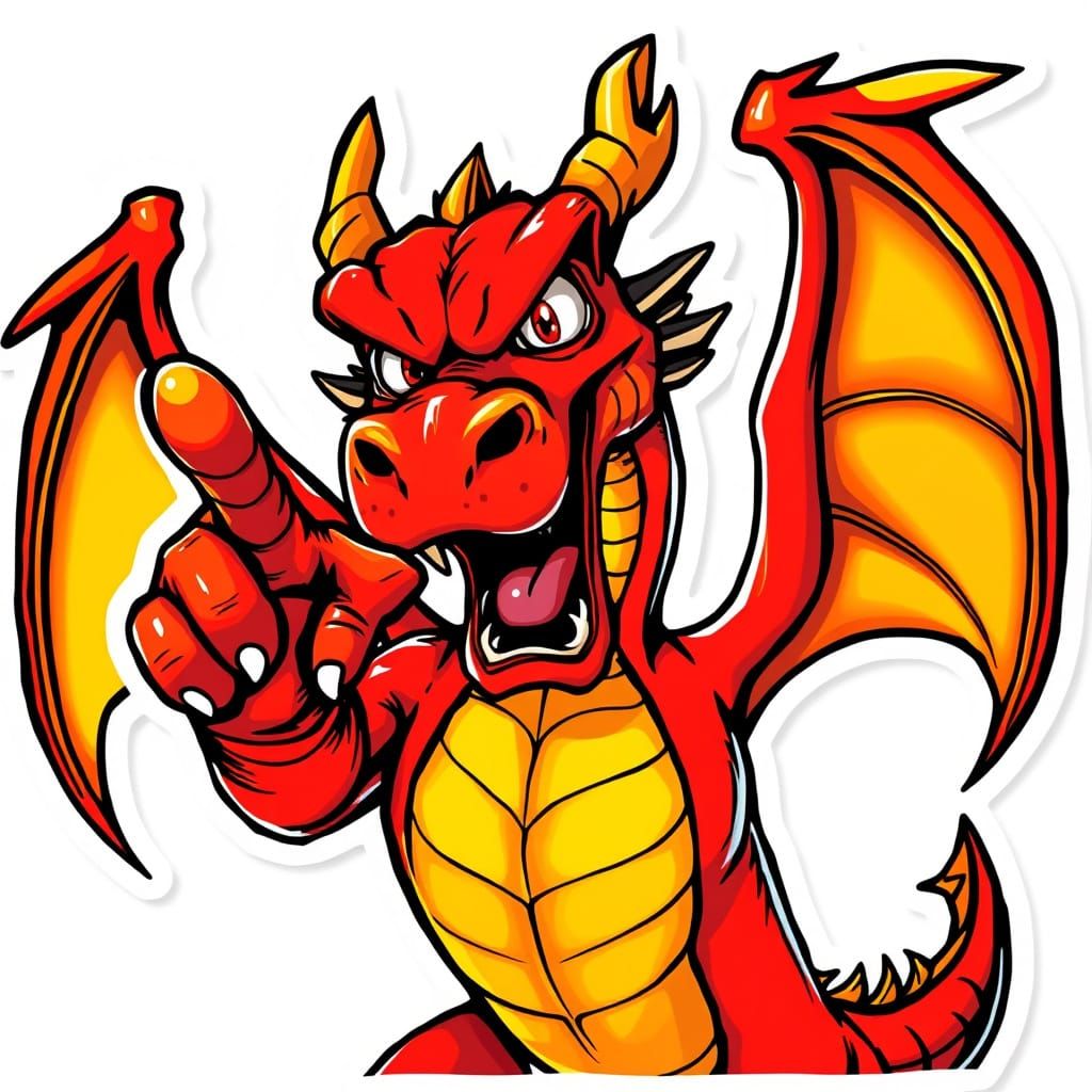 Dynamic Comic-Style Dragon in Utter Disbelief - AI Art