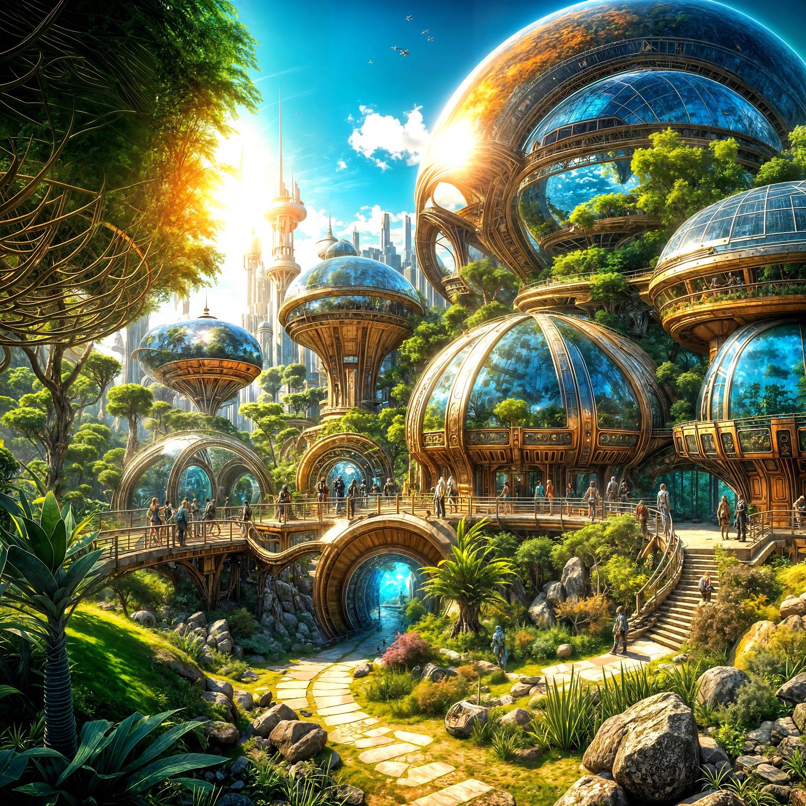 Solarpunk 240131A - Surreal Futuristic Cityscape in Solarpun...