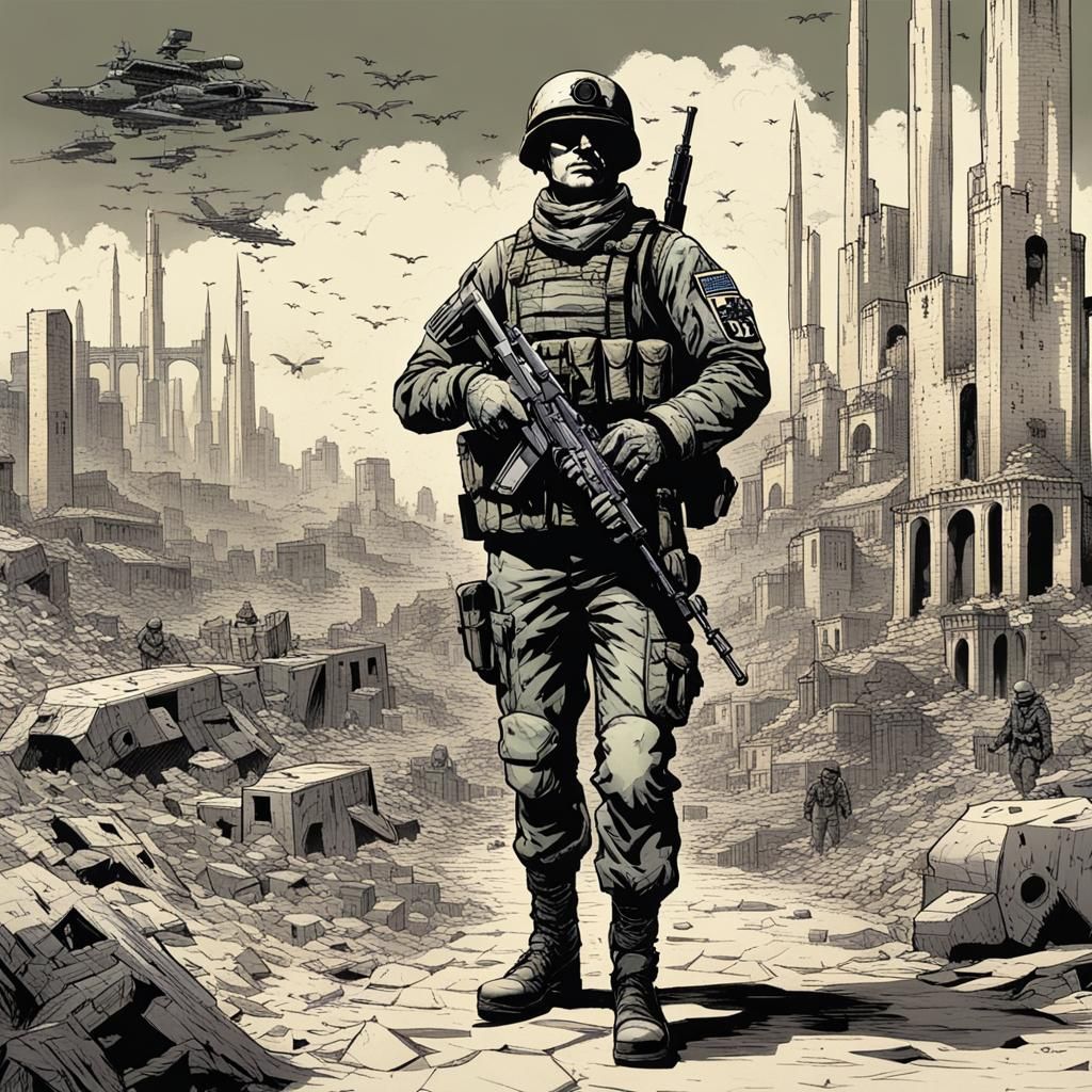 a soldier domino half world - AI Generated Artwork - NightCafe Creator