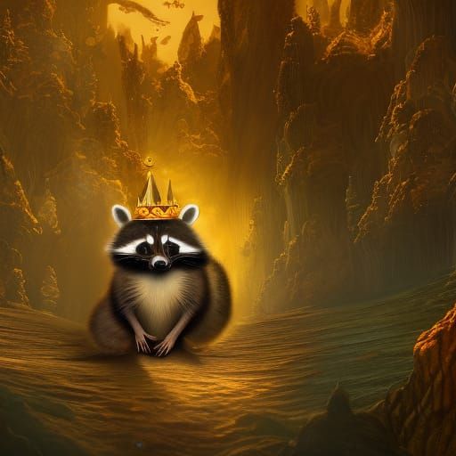 Raccoon wear a golden tiara - AI Generated Artwork - NightCafe Creator