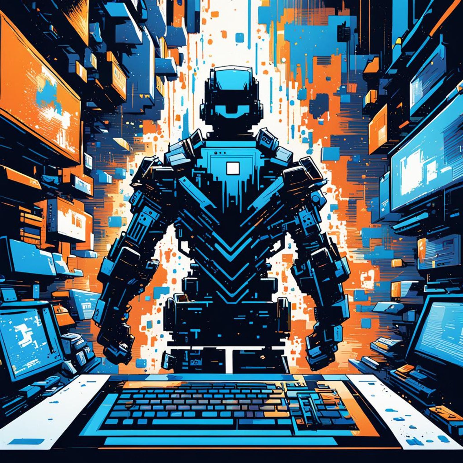 Computer code, Blue Pixelation, computer glitches, Masterpiece, Best ...