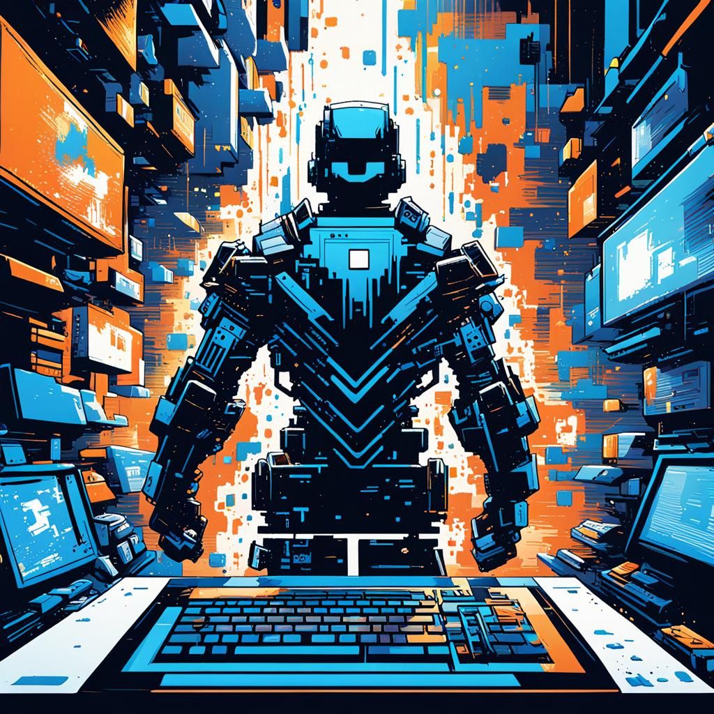 Computer code, Blue Pixelation, computer glitches, Masterpiece, Best ...