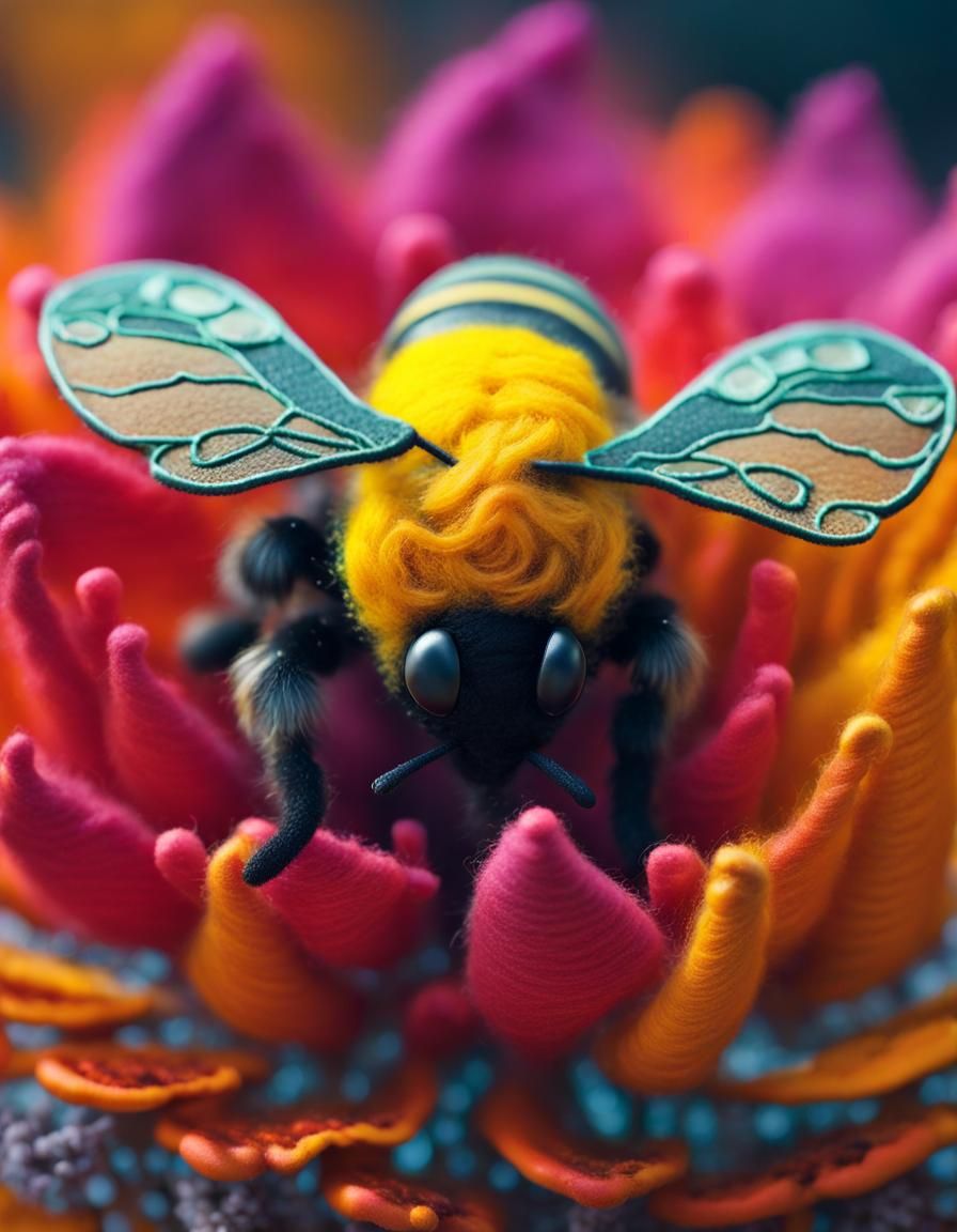 Cute woolen bee 🐝 - AI Generated Artwork - NightCafe Creator