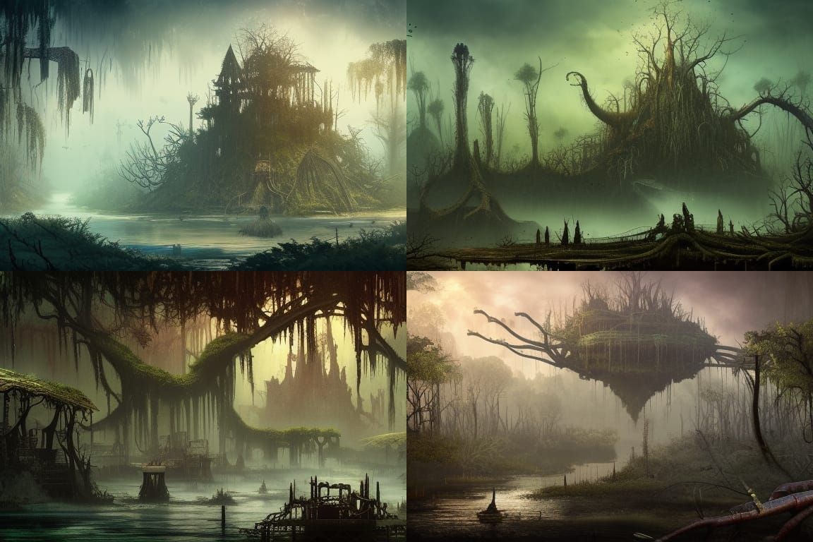 The Great Bayou, forested mangrove swamp, otherworldly alien village ...