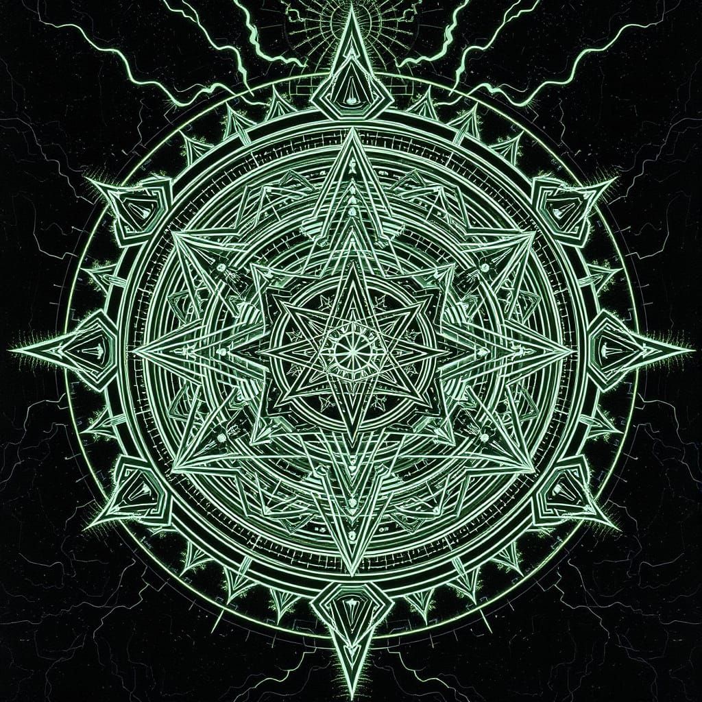 Cosmic Sigil with Hyperborean War Markings and Sol... - AI Art