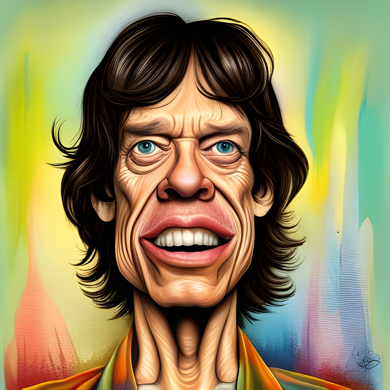 Mick Jagger Caricature - AI Generated Artwork - NightCafe Creator