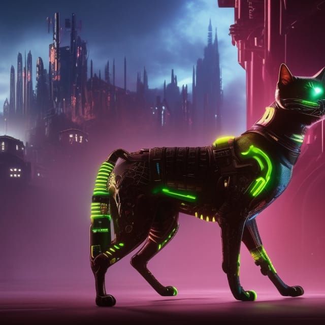 Cyborg cat - AI Generated Artwork - NightCafe Creator