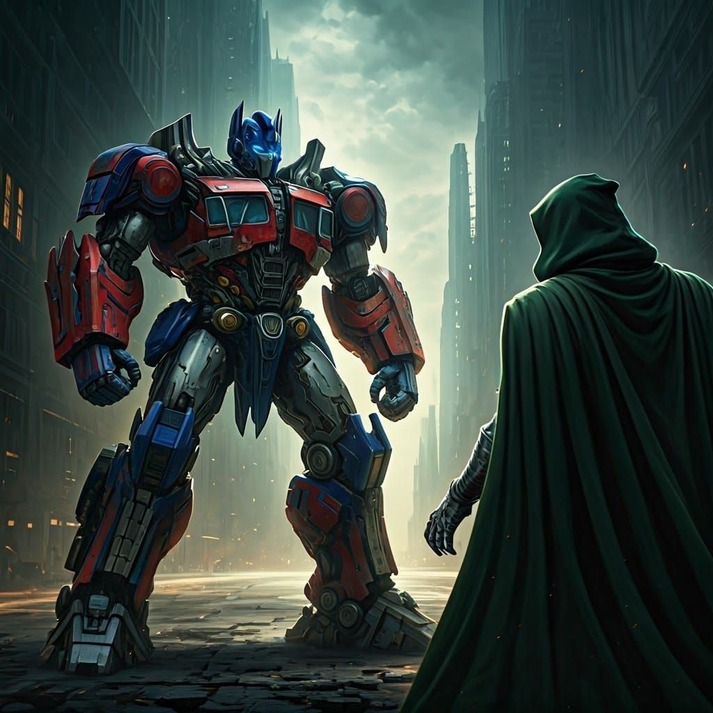 Cybertronian Warrior Meets Mad Titan in Epic Hyper... - AI Art