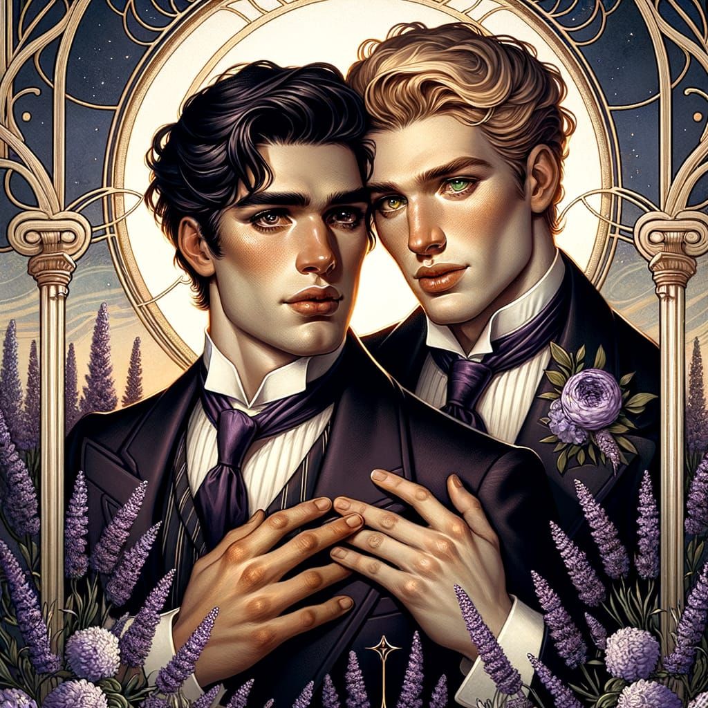 Ethereal Victorian Gentlemen in Lavender Hush - AI Art