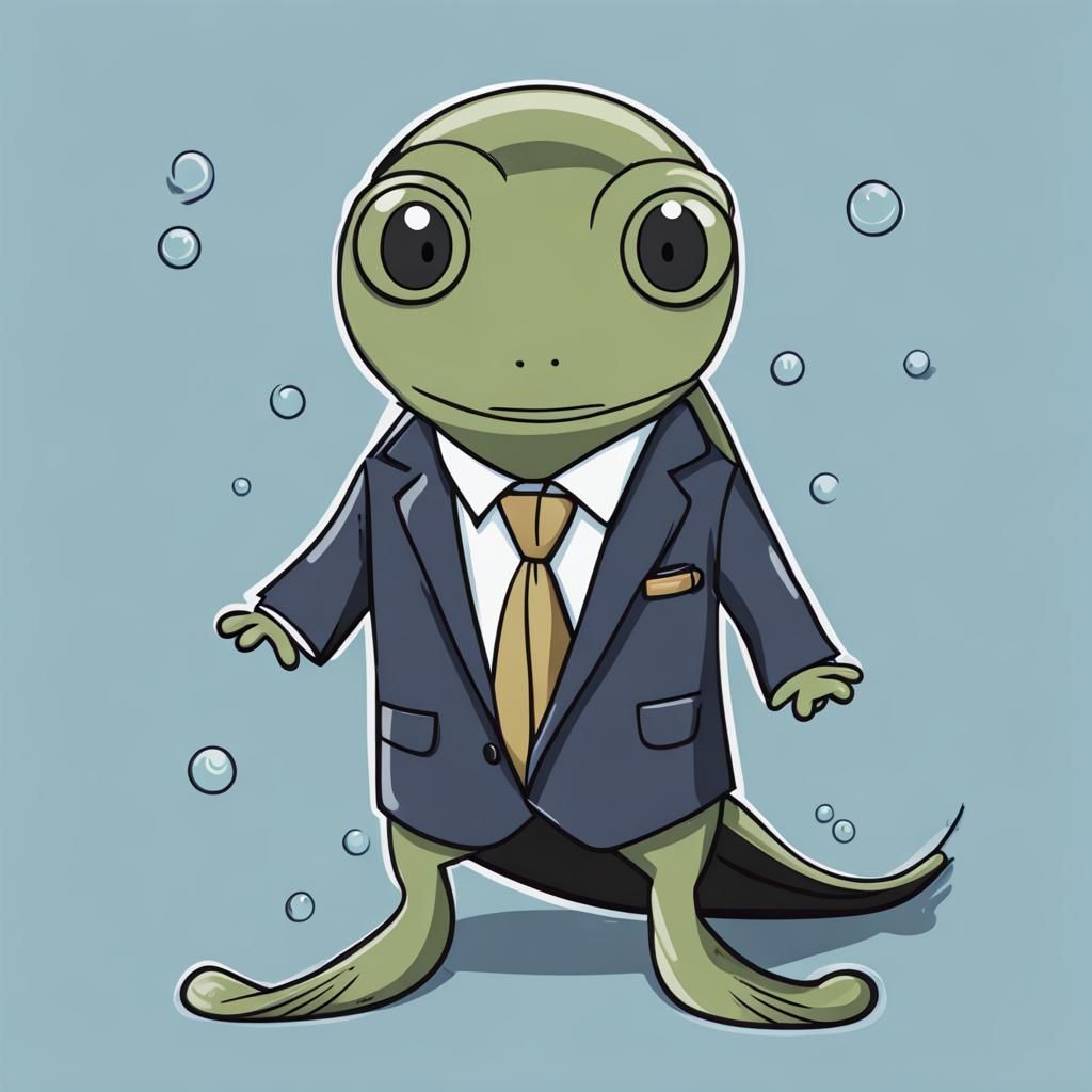 A tadpole wearing a suit - AI Generated Artwork - NightCafe Creator