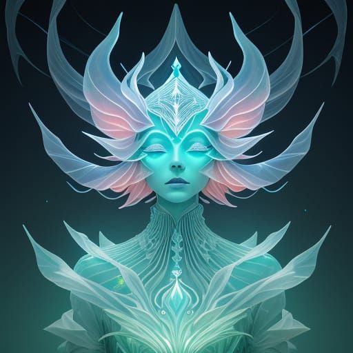 Surreal Papercraft Goddess with Luminous Aquatic J... - AI Art