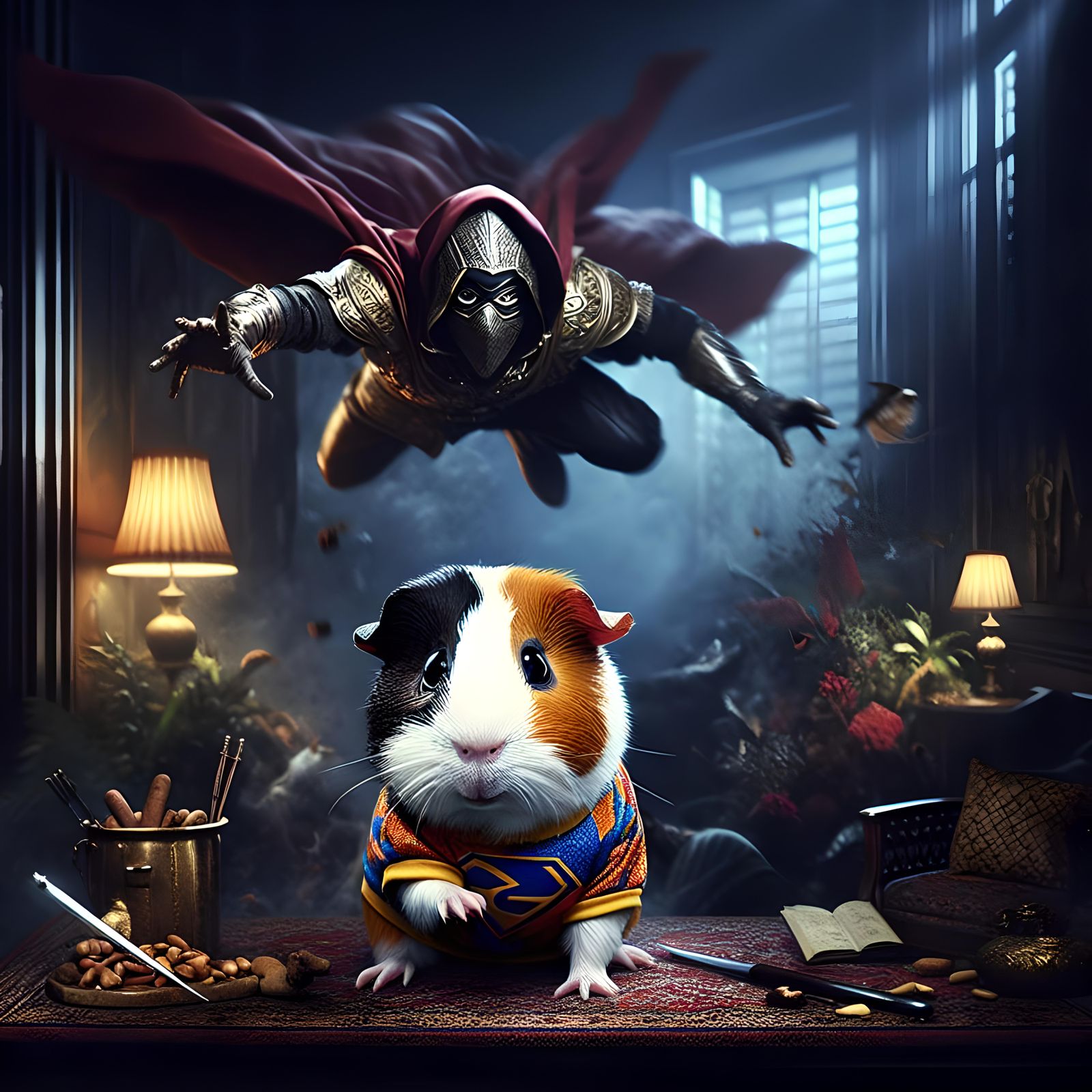 Alfie, Super Guinea Pig, protecting the home from the Bionic Burglar ...