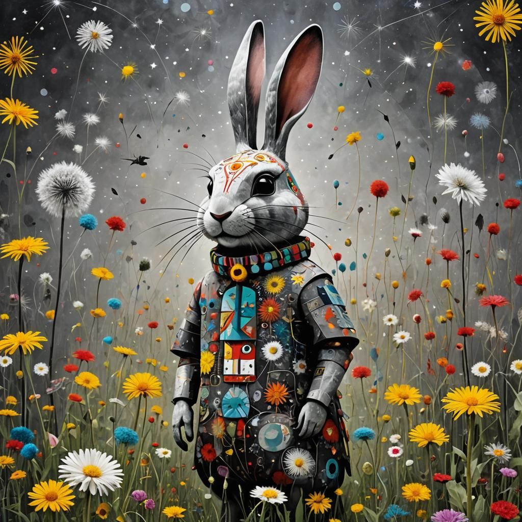 Native American Rabbit kachina in a Million Dandelion dreamscape ...