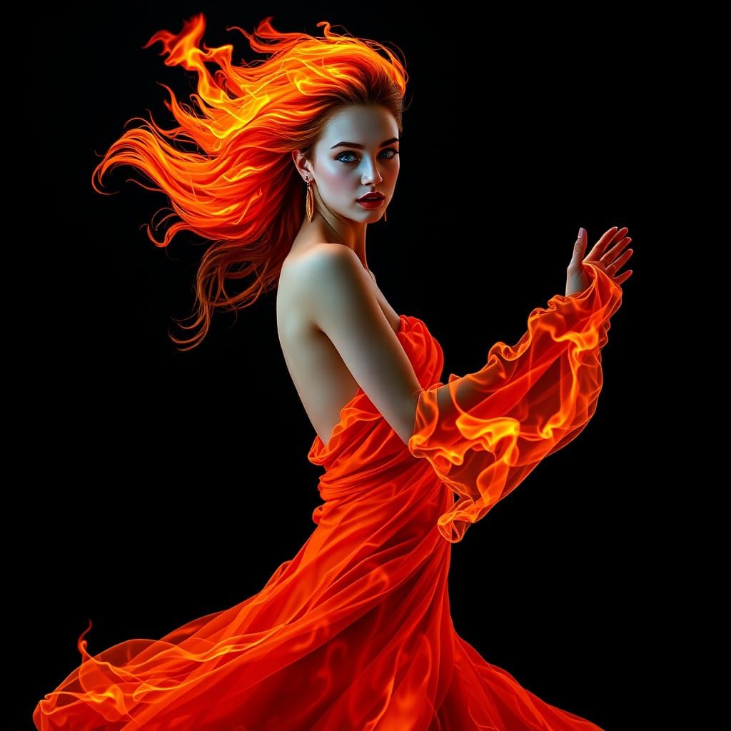 Phoenix Rising - Fiery Goddess Emerges from the Ashes