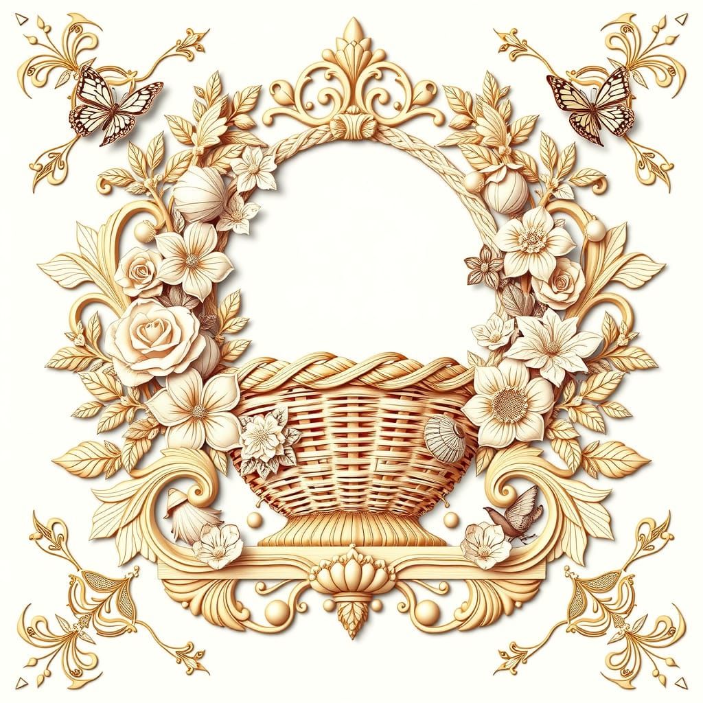 Generate a laser-ready 2D vector file (SVG, AI, DXF) of a Baroque ...