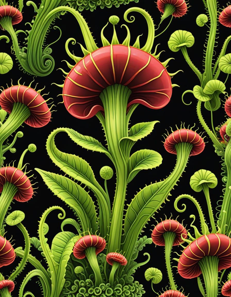 Whimsical Plush Venus Flytrap in Vibrant, Detailed... - AI Art